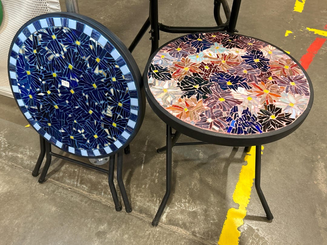18” Stained Glass Mosaic Table Folding, Bistro Table, - Etsy