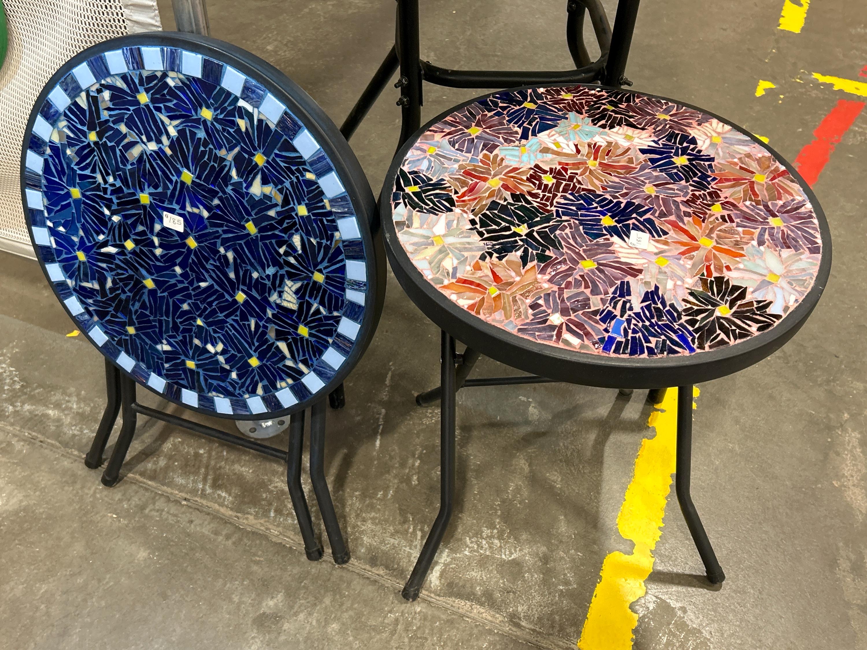 18” Stained Glass Mosaic Table Folding, Bistro Table, - Etsy