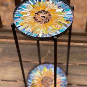 Stained Glass Sun Flower Side Table, Patio Table, Bistro Table ...