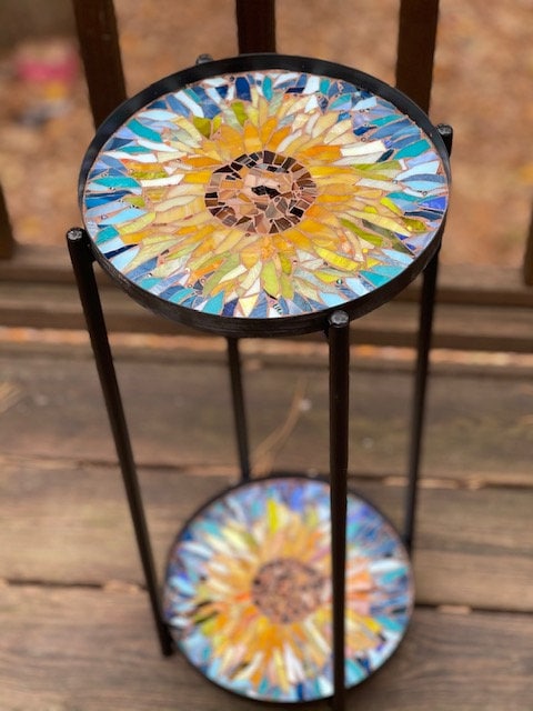 Stained Glass Sun Flower Side Table, Patio Table, Bistro Table ...