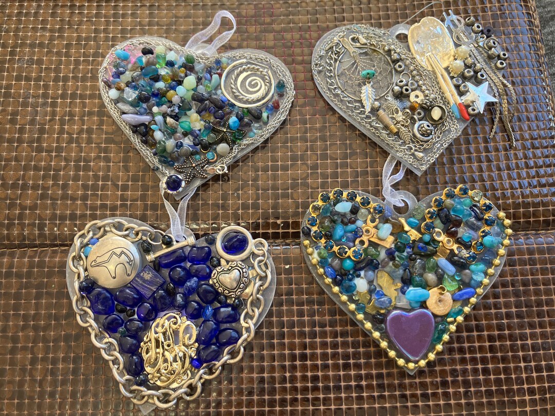 Steampunk Heart Mosaic - Handcrafted Glass Art - 3x3 Inch Hearts ...