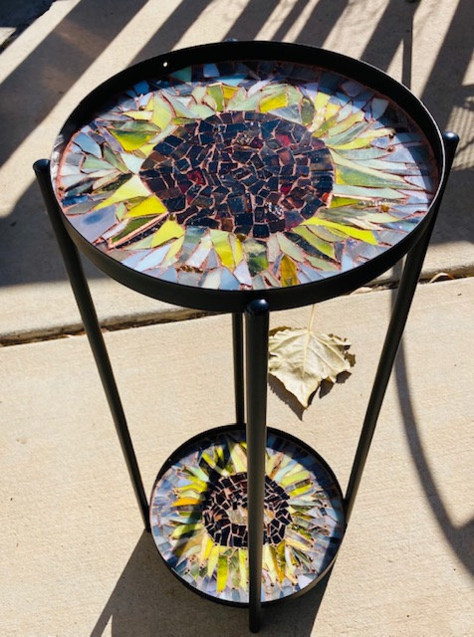 Stained Glass Sun Flower Side Table, Patio Table, Bistro Table ...