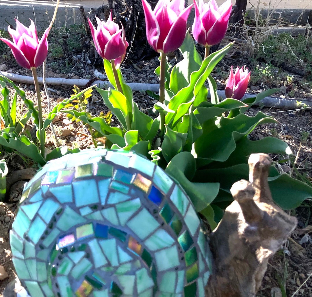 Handcrafted Stained Glass Mosaic Snail Statue Colorful Glass Art Unique ...