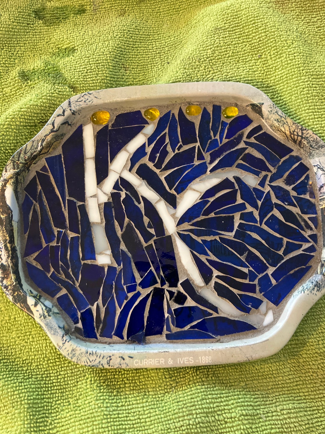 Sold Out-blue Kansas City Glass Mosaic Tray - Etsy
