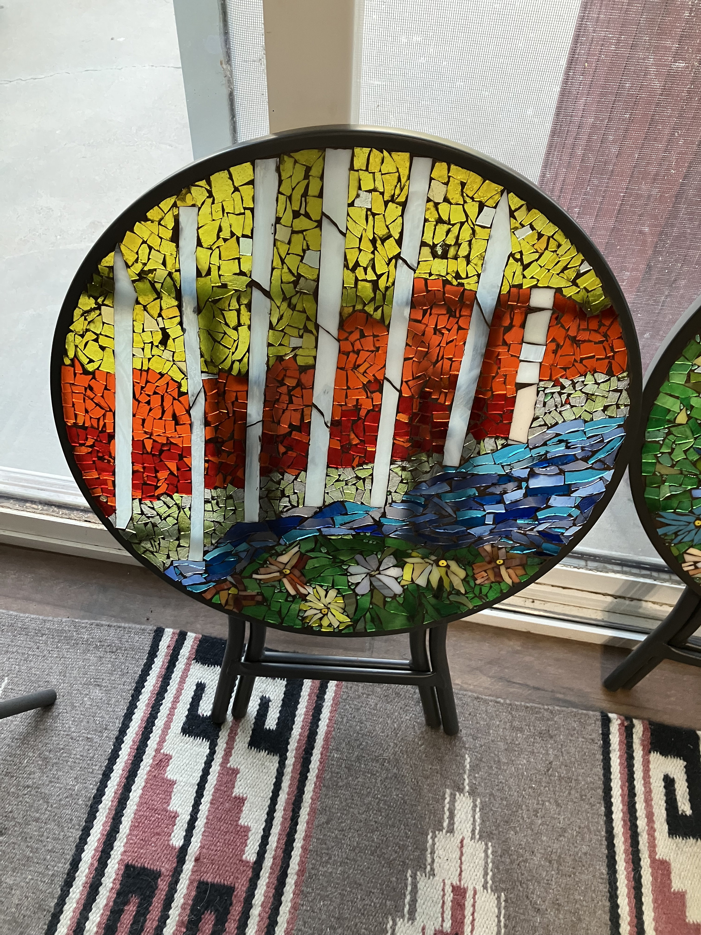 18” Stained Glass Mosaic Table Folding, Bistro Table, - Etsy