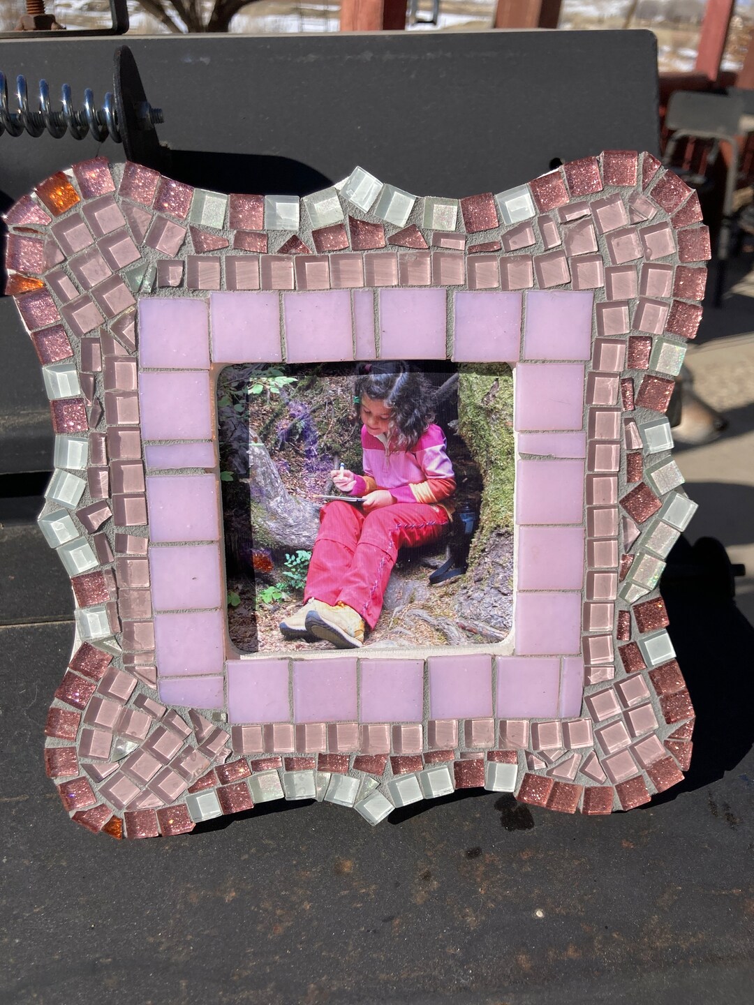 CLEARANCE Mosaic Tile Picture Frame - Handcrafted Glass Art - Upcycled ...
