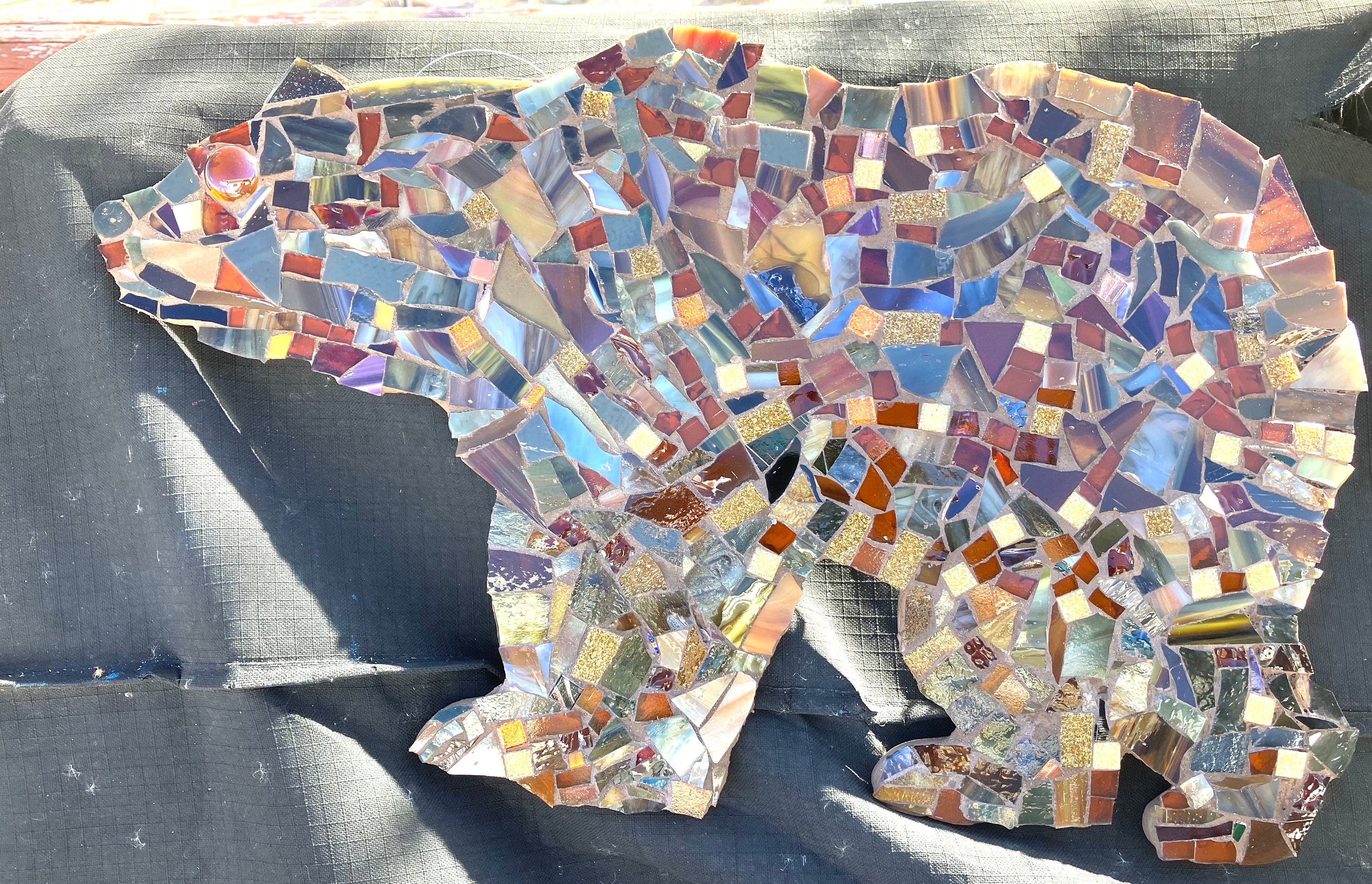 Medium Bear Mosaic Picassiette - Upcycled Broken China - 18x10 ...