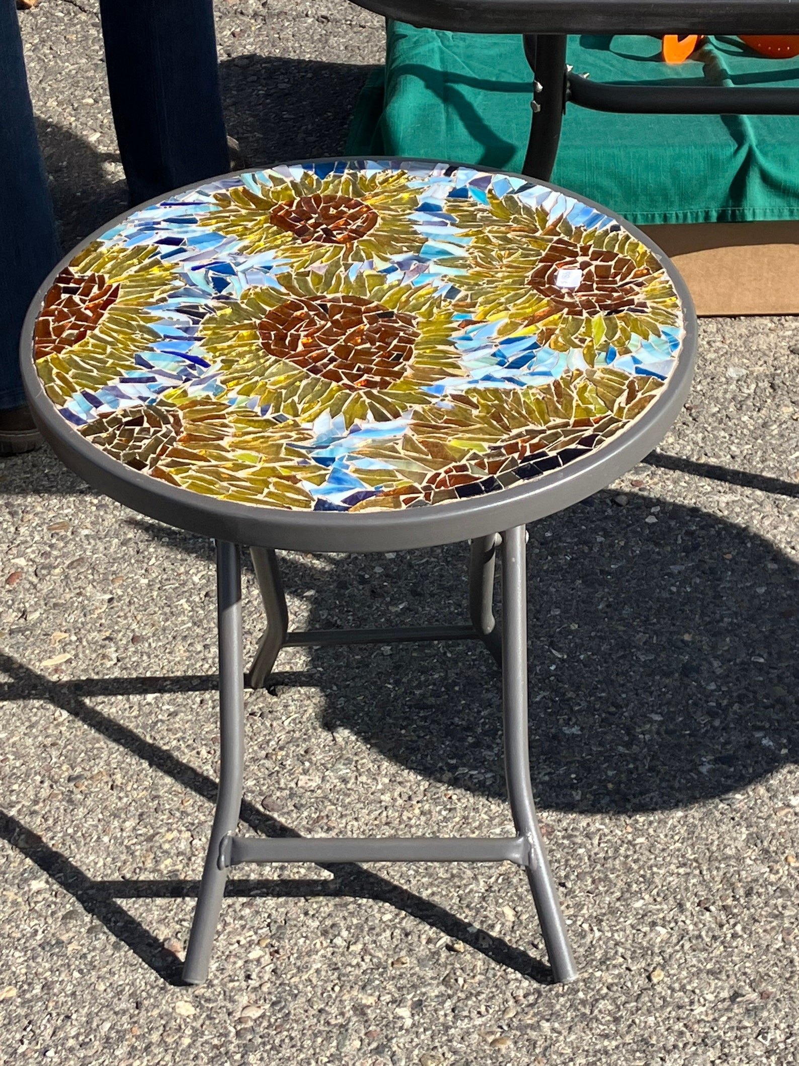 Stained Glass Mosaic Table Folding Bistro Table Made With - Etsy
