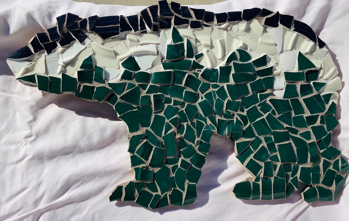 Medium Bear Mosaic Picassiette - Upcycled Broken China - 18x10 ...