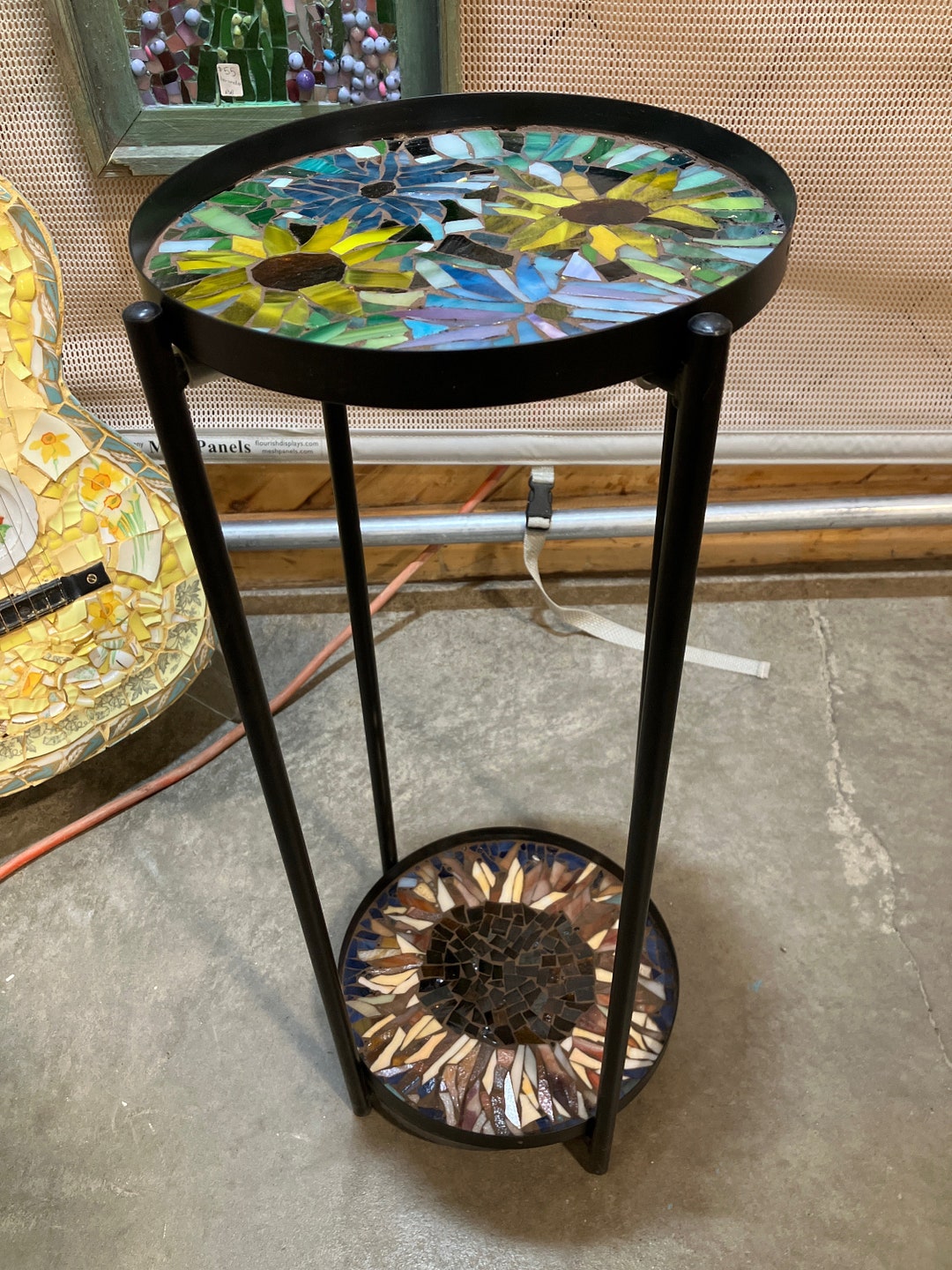 Stained Glass Sun Flower Side Table, Patio Table, Bistro Table ...