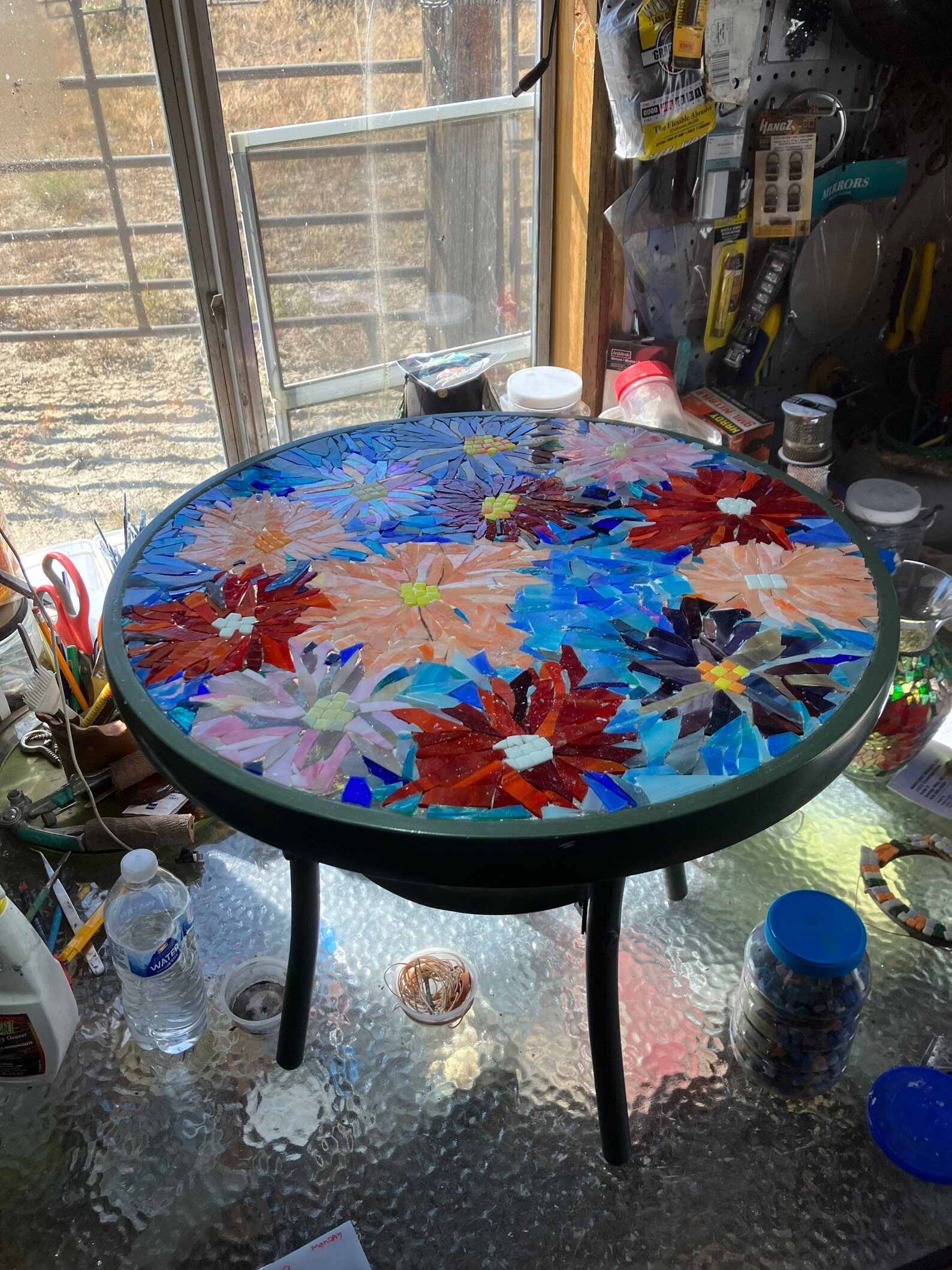 Stained Glass Mosaic Table Folding Bistro Table Made With - Etsy