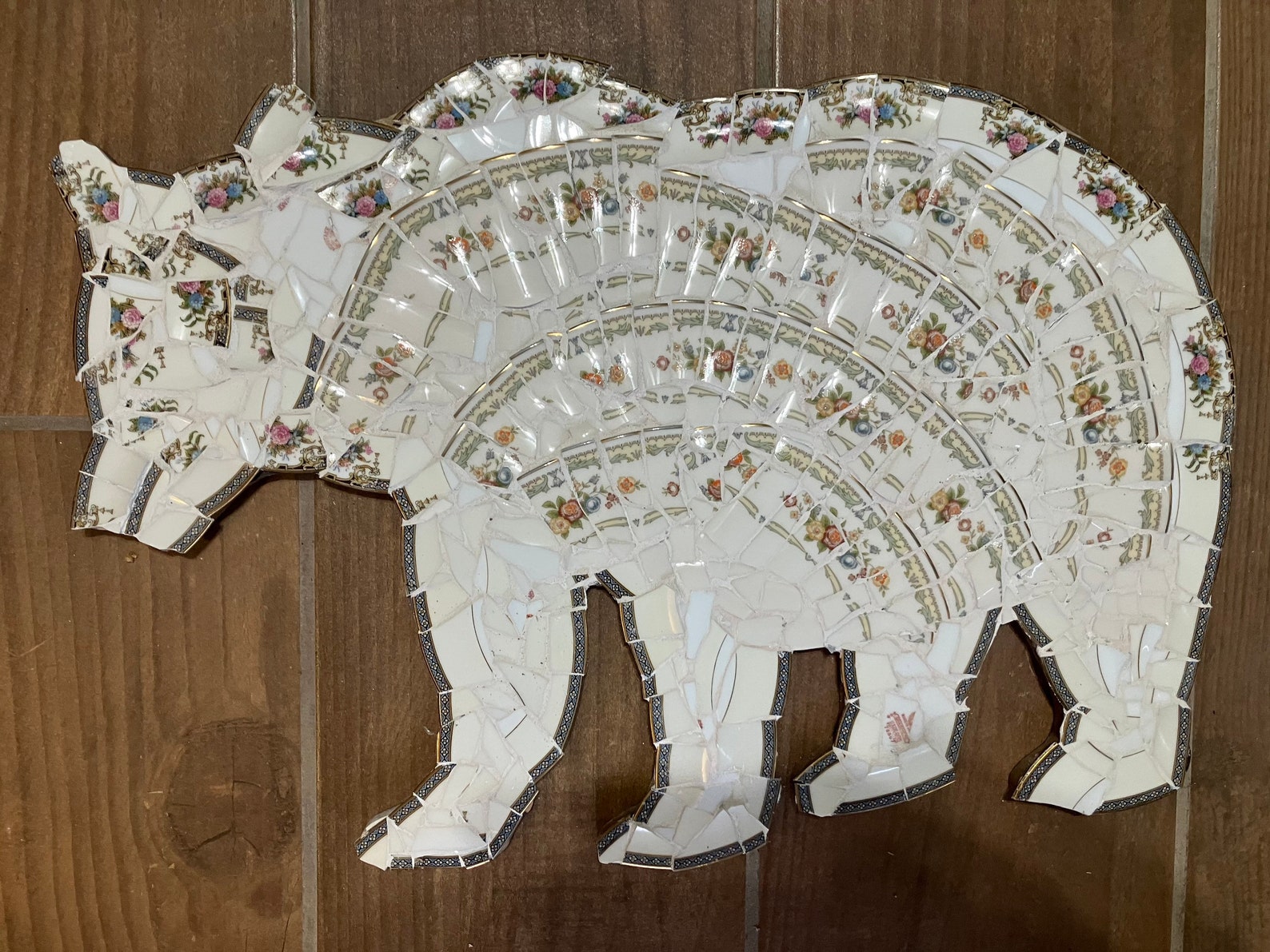 CLEARANCE Large Bear Mosaic Picassiette - Upcycled Broken China ...