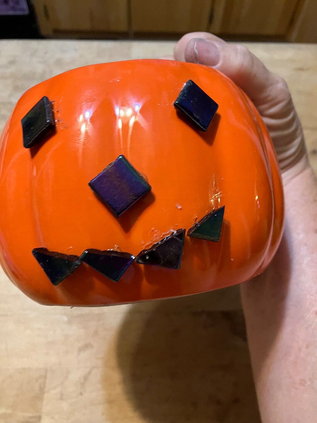 CLEARANCE Small Mosaic Pumpkin Bowl - Jack-o'-lantern Design - Flower ...
