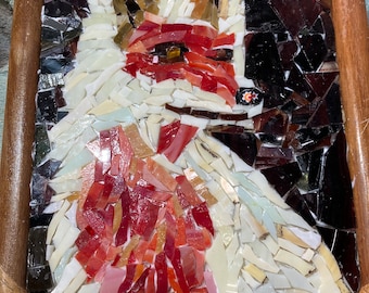 Gray Fox With a Flower Crown Glass Mosaic - Etsy