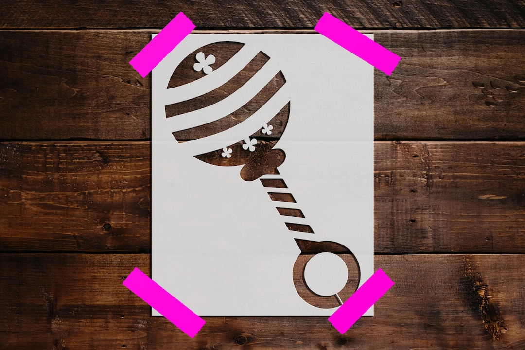 Baby Rattle Stencil - Reusable Baby Rattle Stencil - DIY Craft Stencil ...