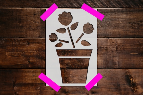 Flower Pot Stencil Reusable Flower Pot Stencil Art Stencil - Etsy