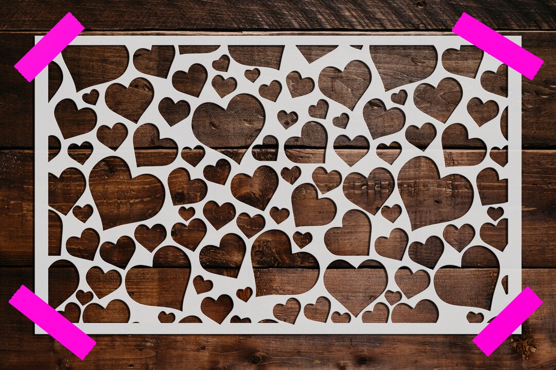 Multiple Hearts Stencil, Reusable Multiple Hearts Stencil, Craft ...