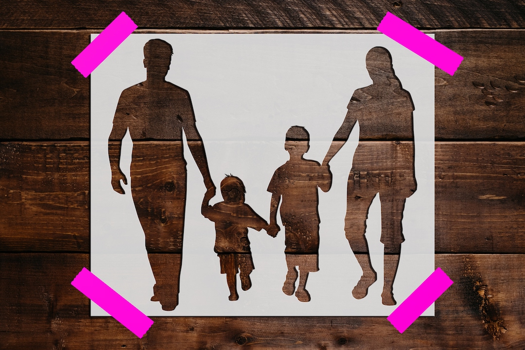 Family Walking Stencil, Reusable Family Walking Stencil, DIY Craft ...