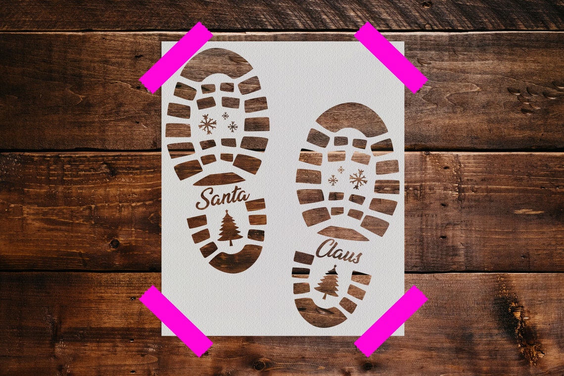 Santa Boot Footprint Stencil, Reusable Stencil - DIY Craft Stencil ...