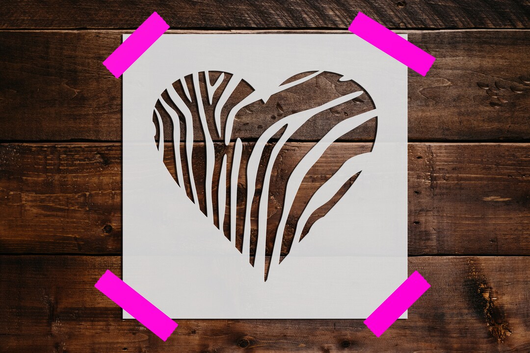 Tiger Print Heart Stencil, Reusable Tiger Print Heart Stencil, Art ...