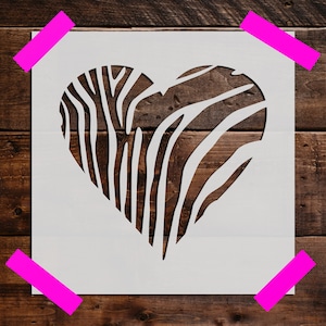 Tiger Print Heart Stencil, Reusable Tiger Print Heart Stencil, Art ...