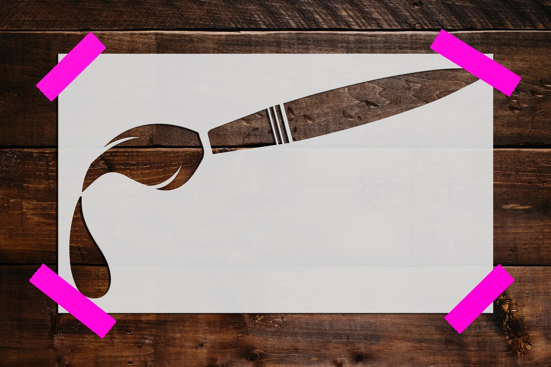 Paint Brush Stencil, Reusable Paint Brush Stencil, DIY Craft Stencil ...