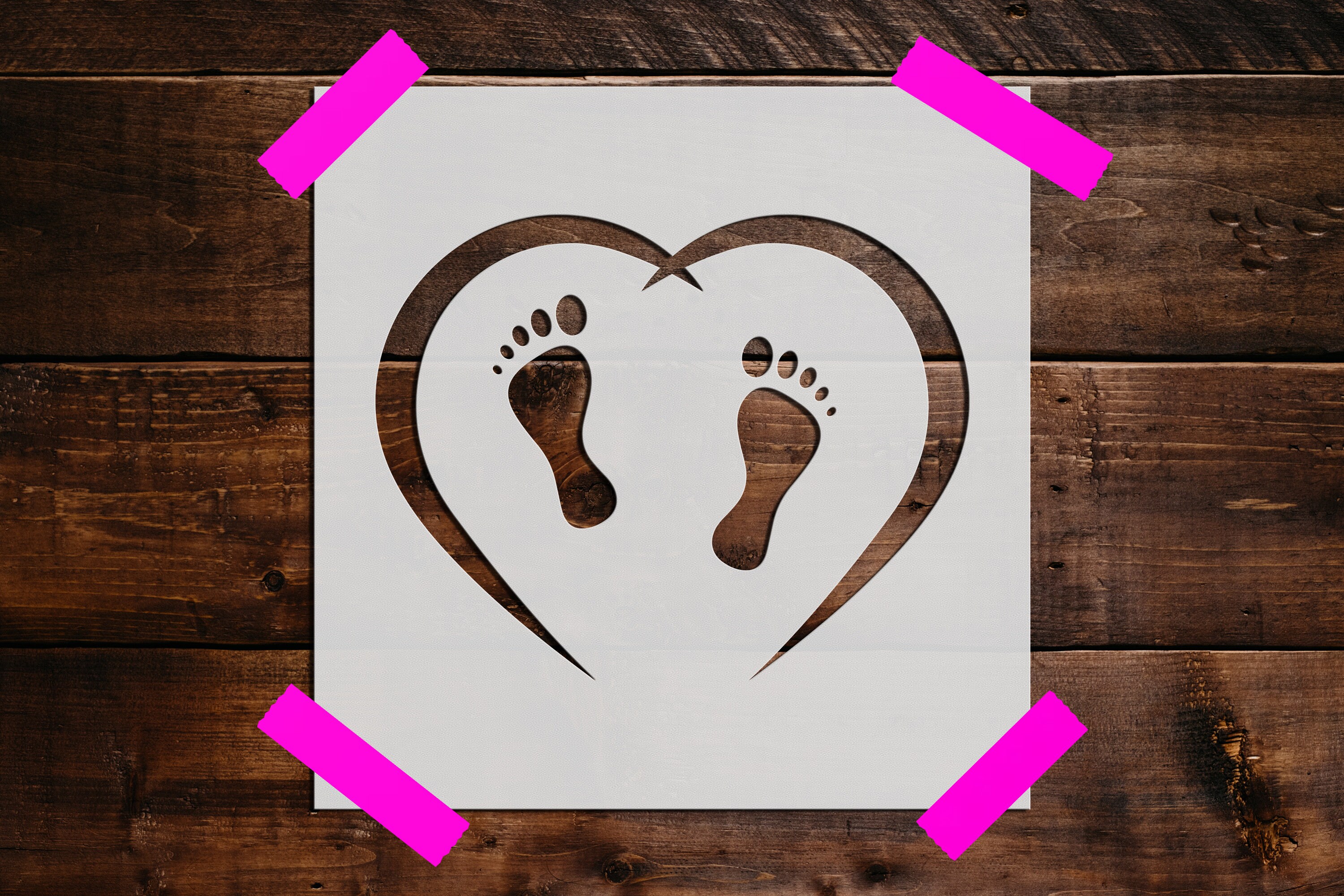 Footprints in Heart Stencil Reusable Footprints in Heart | Etsy