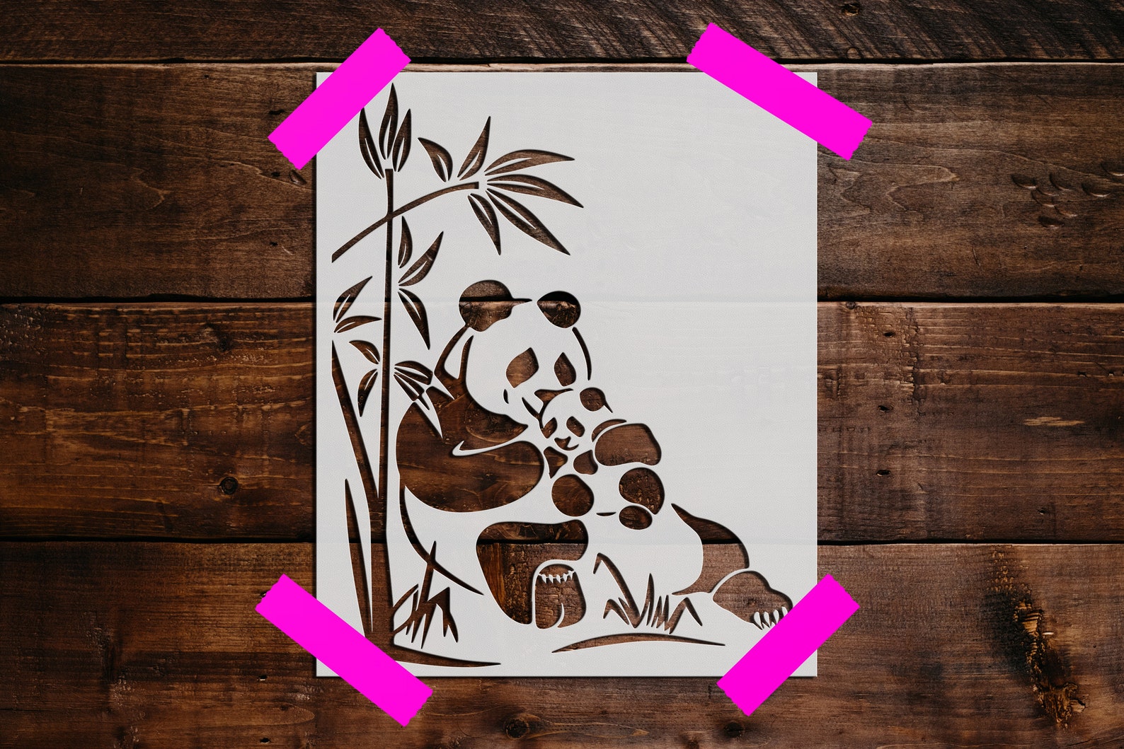 Panda Bamboo Stencil - Reusable Panda Bamboo Stencil - Art Stencil ...