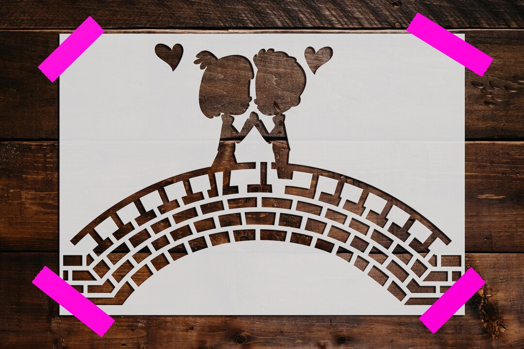 Couple on Bridge Stencil, Reusable Couple on Bridge Stencil, DIY Craft ...