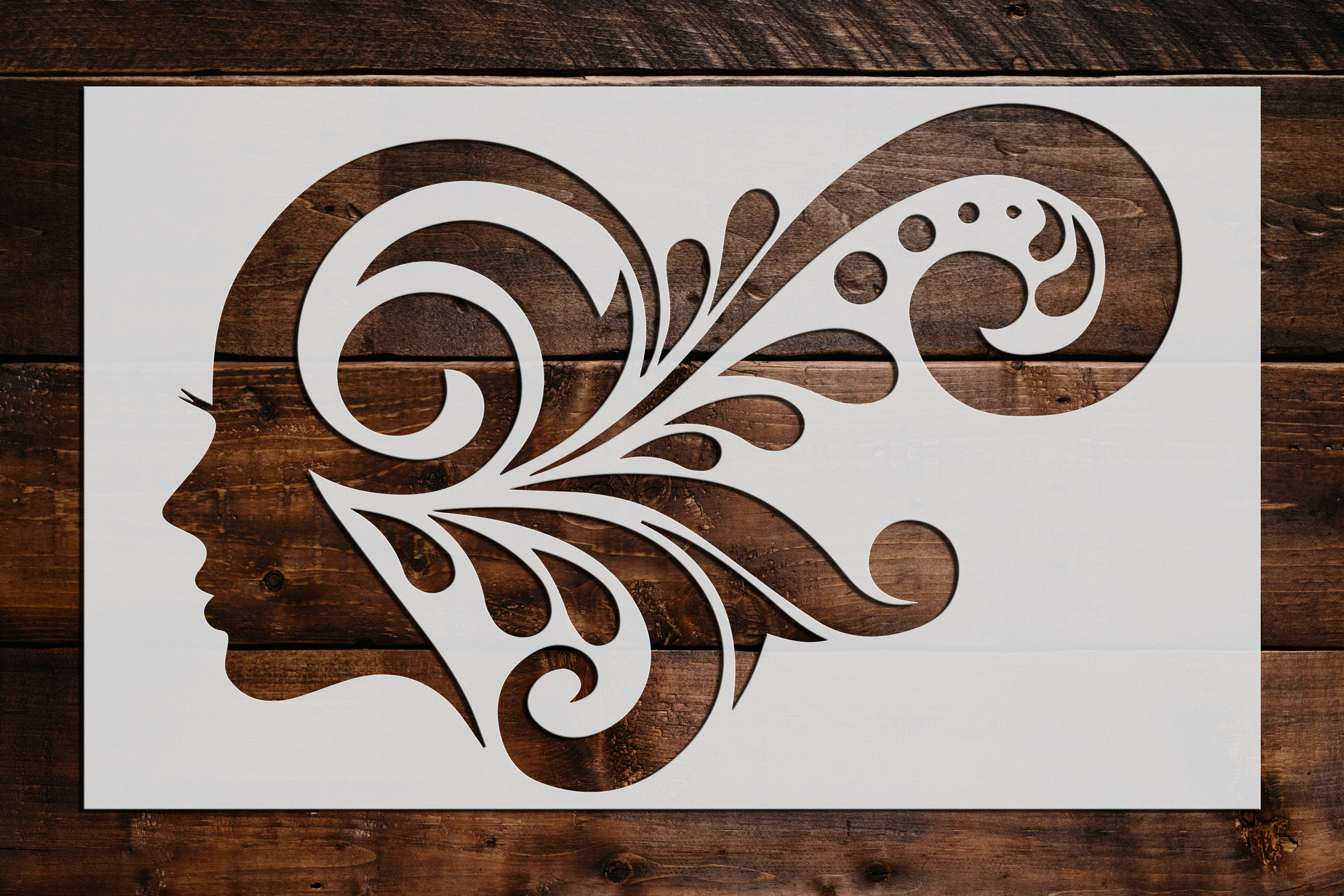 Woman Face Scroll Stencil Reusable Woman Face Scroll - Etsy