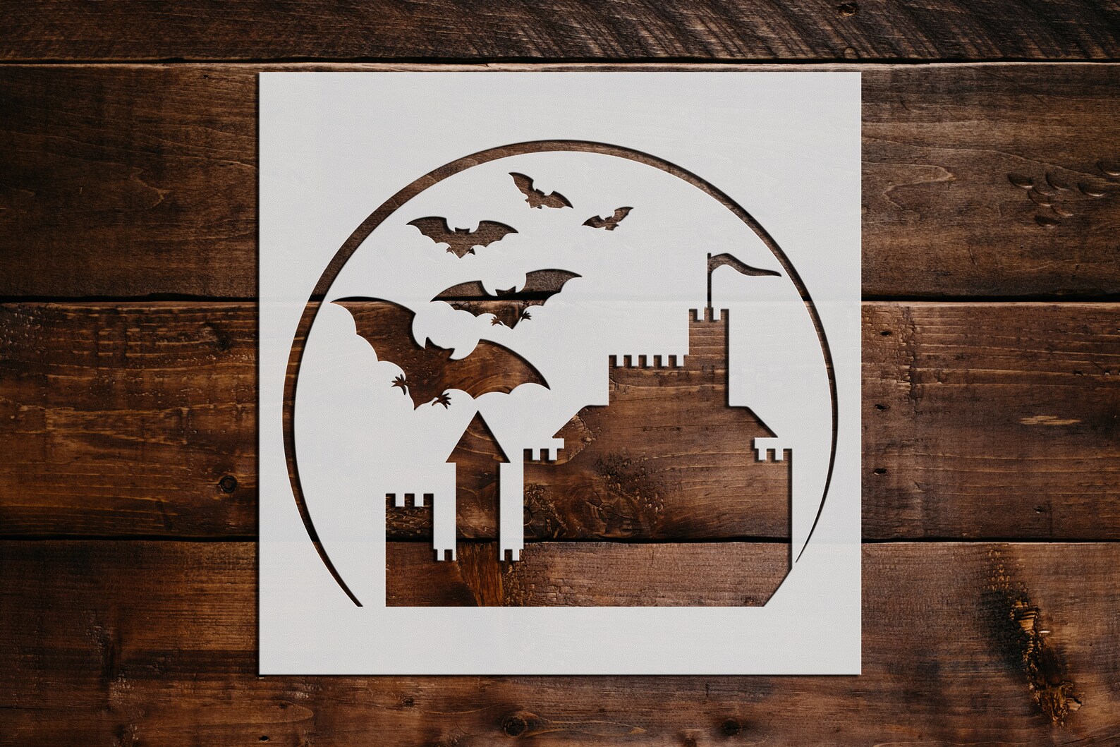 Castle With Bats Stencil Reusable Castle With Bats Stencil - Etsy