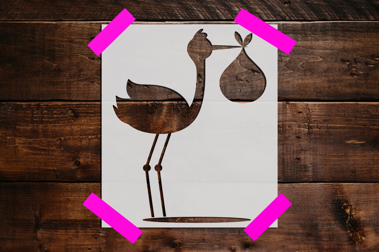 Stork With Bundle Stencil - Reusable Stork Stencil - DIY Craft Stencil ...
