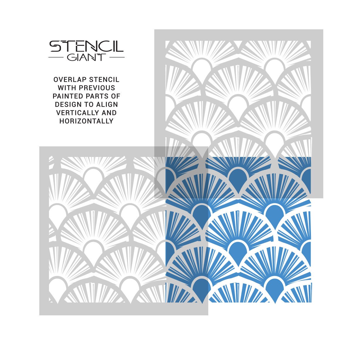 Sun Scallop Design Stencil, Reusable Sun Scallop Design Stencil, Art ...