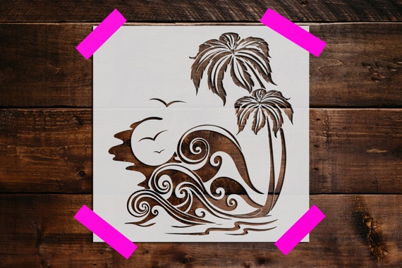 Waves Stencil Reusable Waves Stencil Art Stencil DIY - Etsy