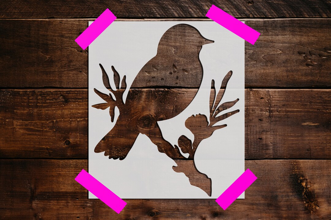 Bird on a Branch Stencil - Reusable Bird on a Branch Stencil - Art ...