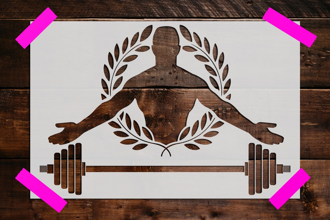 Weight Lifting Stencil, Reusable Weight Lifting Stencil, DIY Craft ...