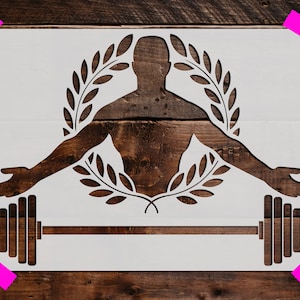 Weight Lifting Stencil, Reusable Weight Lifting Stencil, DIY Craft ...