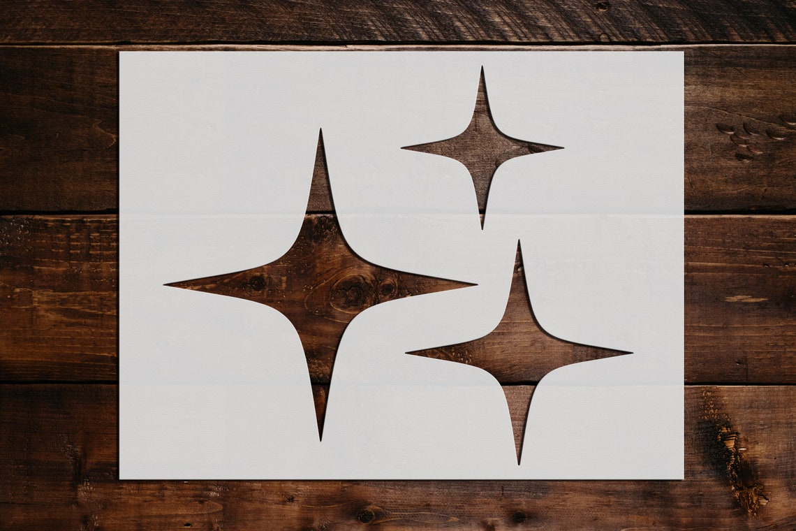 Four 4 Point Star Stencil, Reusable Four 4 Point Star Stencil, Art ...