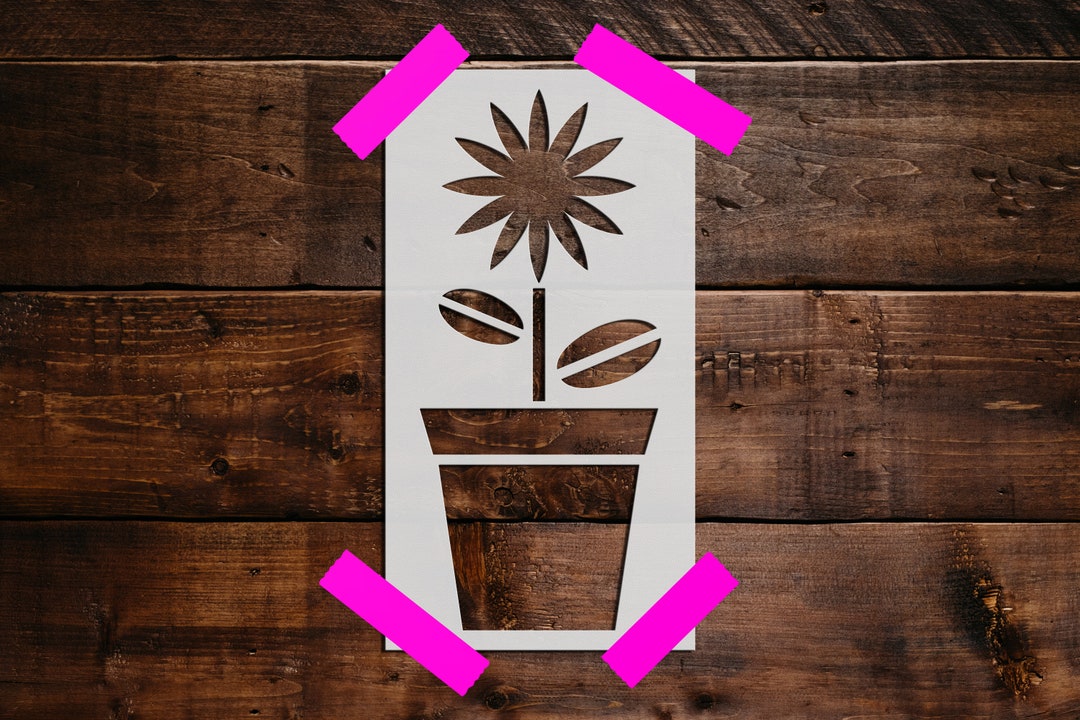 Potted Flower Stencil - Reusable Potted Flower Stencil-diy Craft ...
