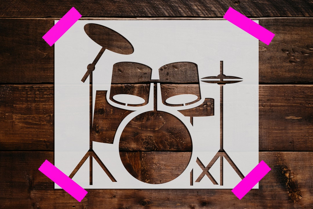 Drum Set Stencil - Reusable Drum Set Stencil - Art Stencil- Painting ...