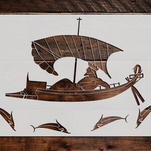 Viking and Ship Stencil, Reusable Viking and Ship Stencil, Art Stencil ...