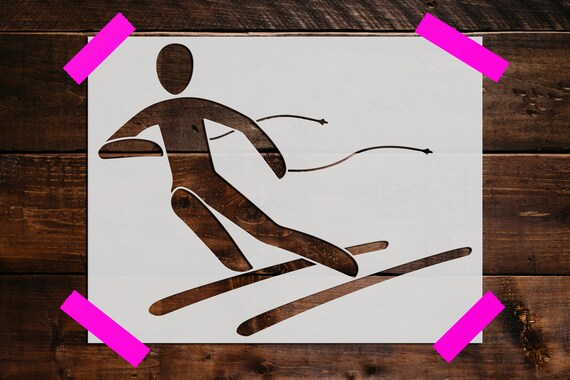 Skiing Stencil Reusable Skiing Stencil DIY Craft Stencil | Etsy