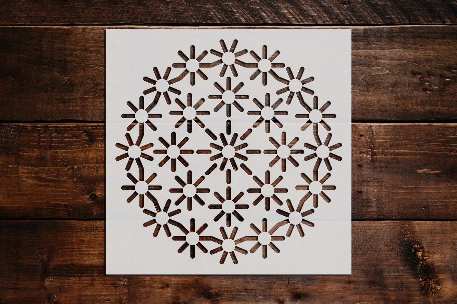 Round Flower Pattern Stencil Reusable Round Flower Stencil - Etsy
