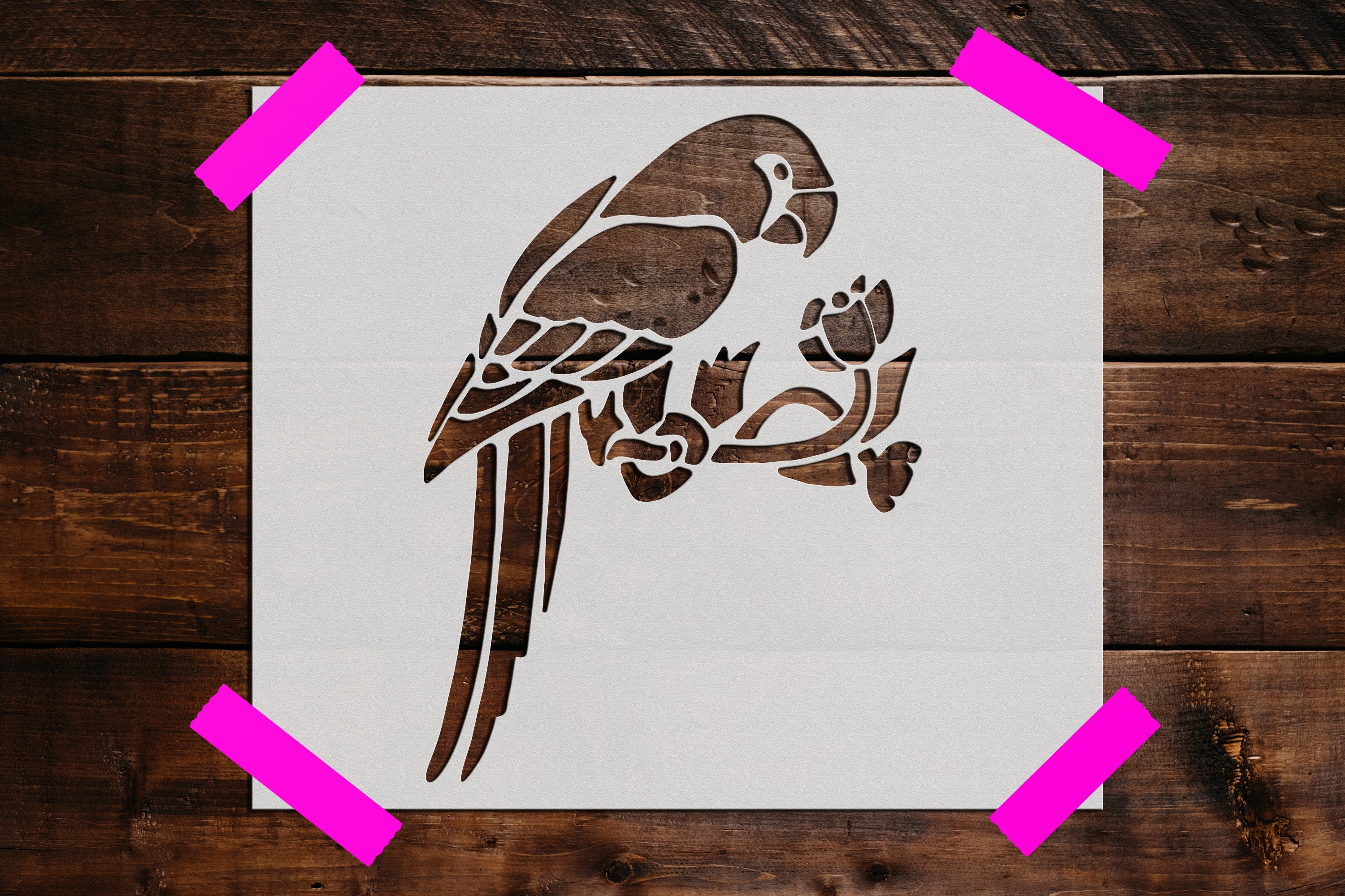 Parrot and Flower Stencil Reusable Parrot and Flower Stencil - Etsy