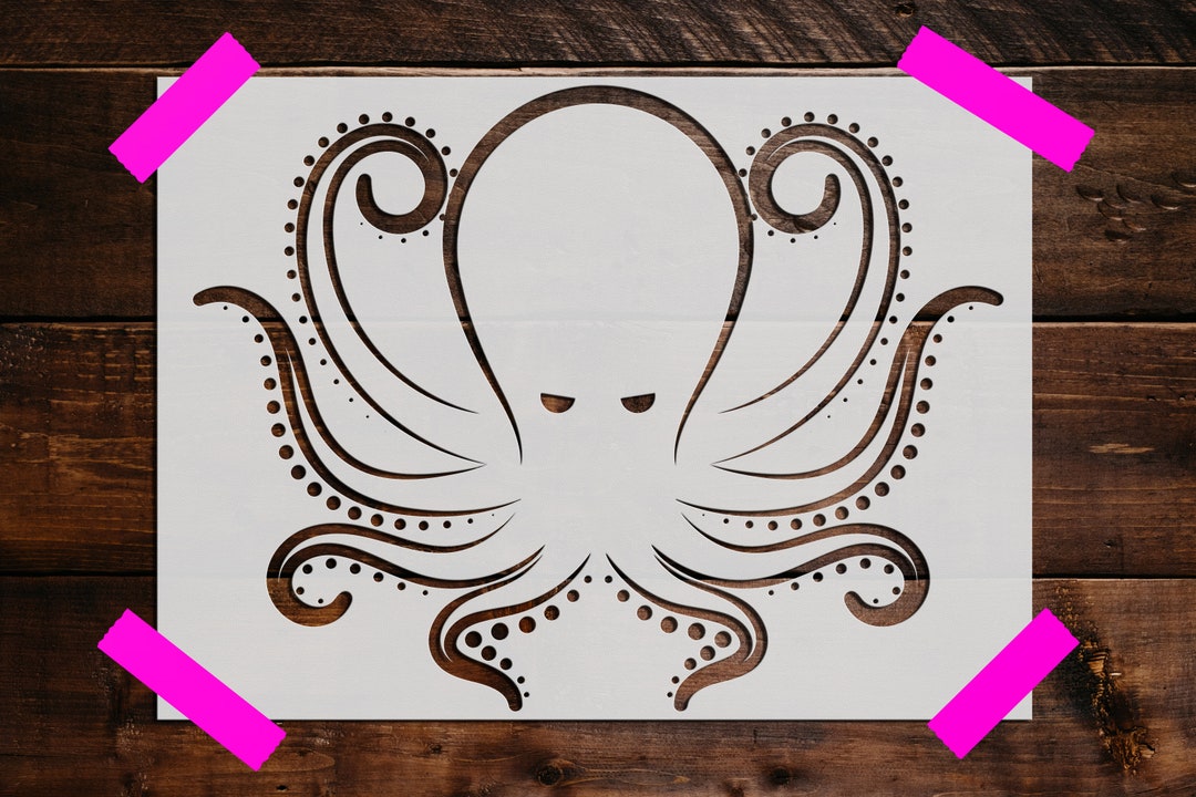 Octopus Stencil, Reusable Octopus Stencil, DIY Craft Stencil, Large ...