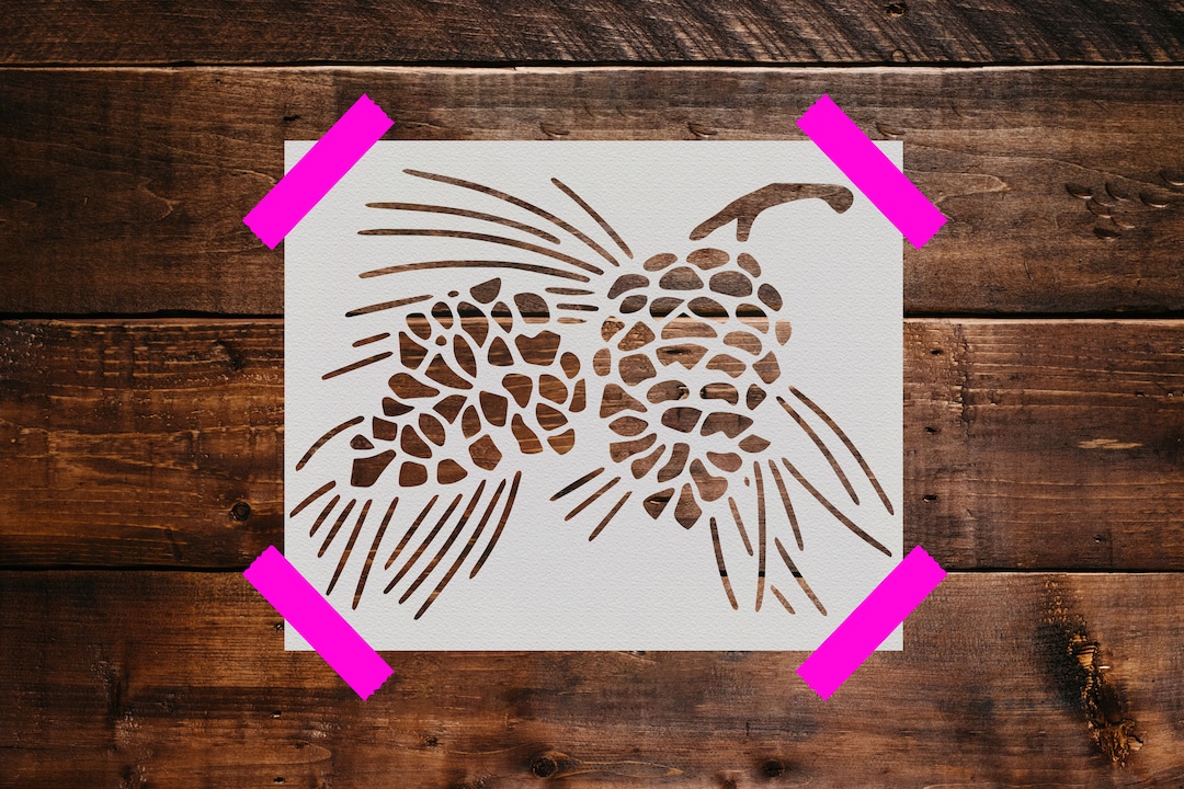 Pine Cones Stencil, Reusable Pine Cones Stencil, Art Stencil, DIY Craft Stencil, Large Pine ...