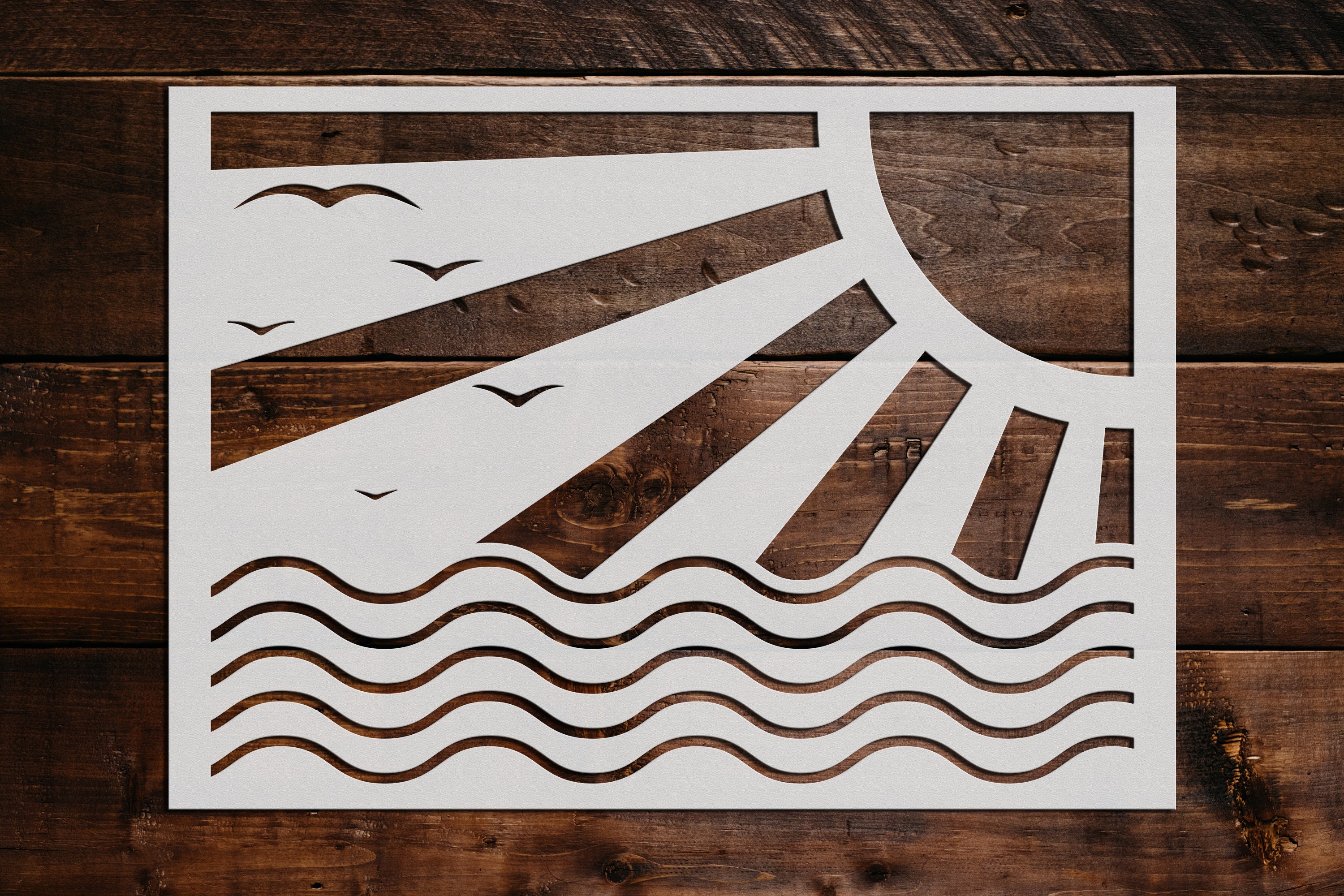 Sun and Sea Stencil, Reusable Sun and Sea Stencil, Art Stencil, DIY ...