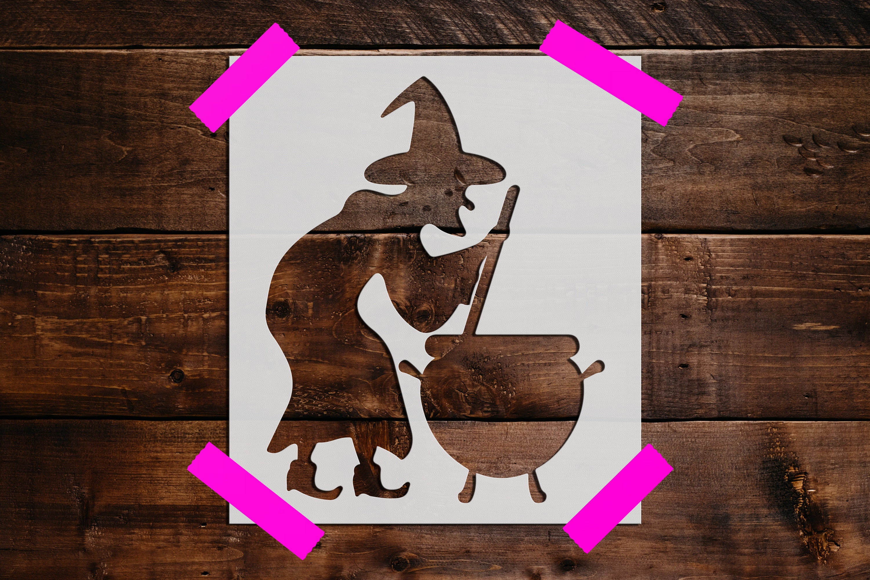 Witch Over Cauldron Stencil Reusable Witch Over Cauldron - Etsy