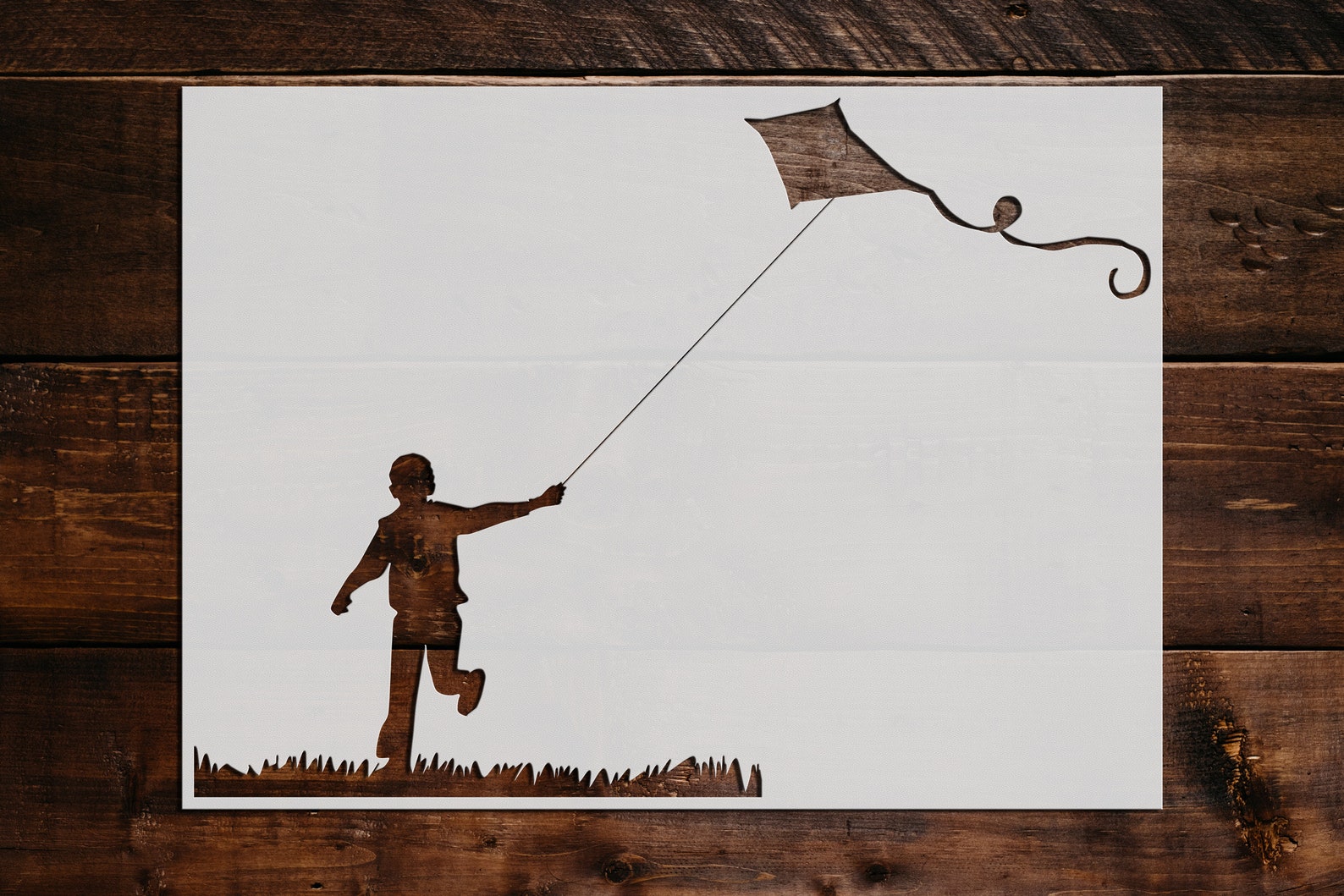 Boy With Kite Stencil, Reusable Boy With Kite Stencil, Art Stencil, DIY ...