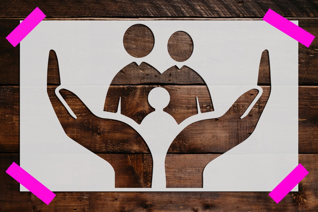 Family in Hands Stencil - Reusable Family in Hands Stencil - Art ...